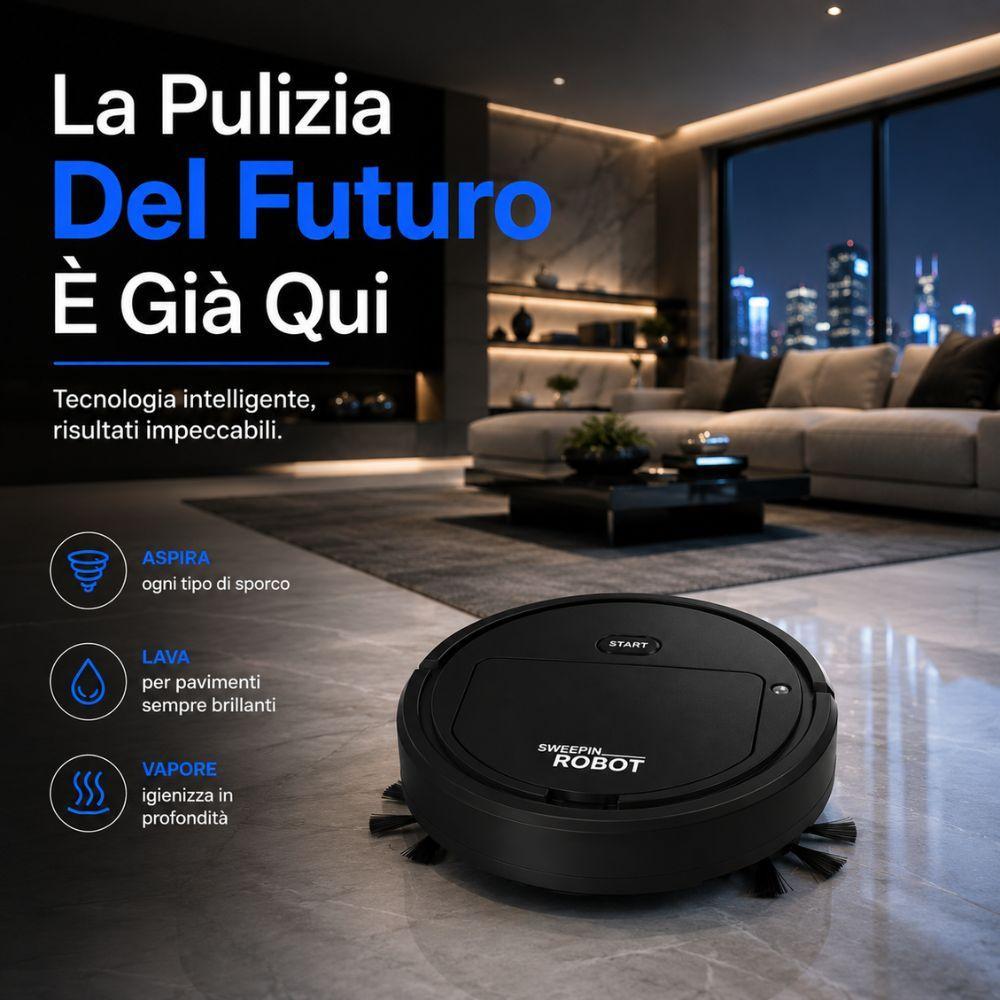 Robot Aspiratore 3 In 1 Aspira Lava Vaporizza Automatico Smart Home